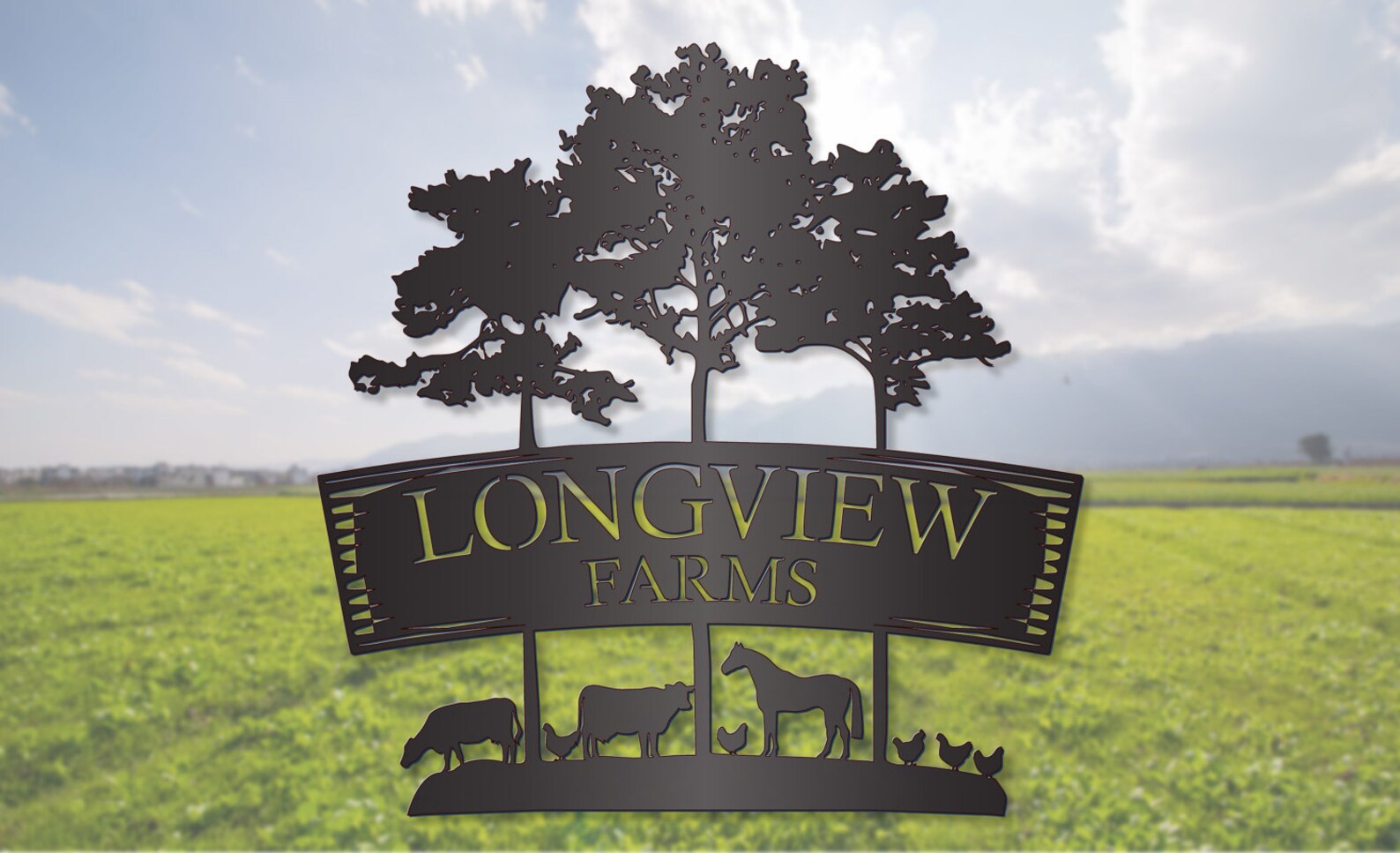 Wooded Farm Sign With Cows Horses and Chickens LMW-16-67 - Etsy