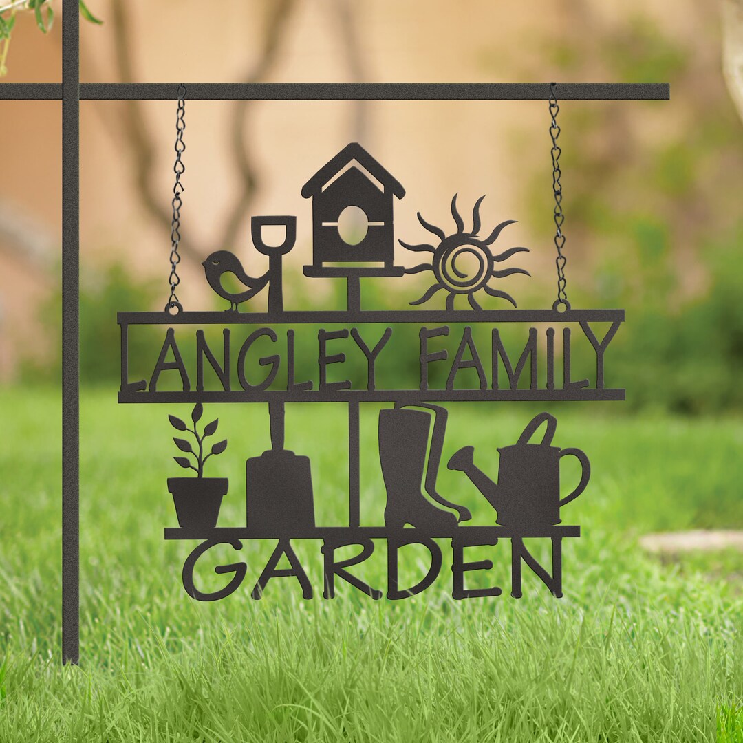 Custom Metal Garden Sign: Personalized Family Name Hanging Decor - Etsy