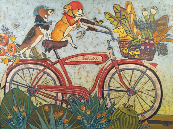 Prints Spring Bike Flowers Art Print Art & Collectibles etna.com.pe