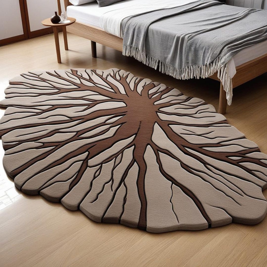 Handmade Boho Tufted Rug: Irregular Tree Trunk Texture - Etsy