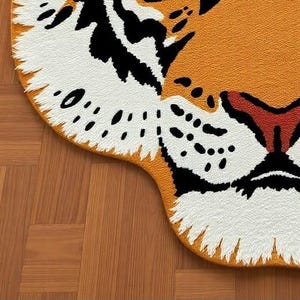 Tibetan Tiger Head Rug - Vintage Animal Skin Floor Decor, Handmade ...