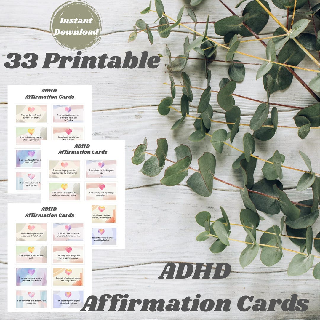 ADHD Affirmation Cards, Printable ADHD Affirmations, ADHD Coping Tools ...