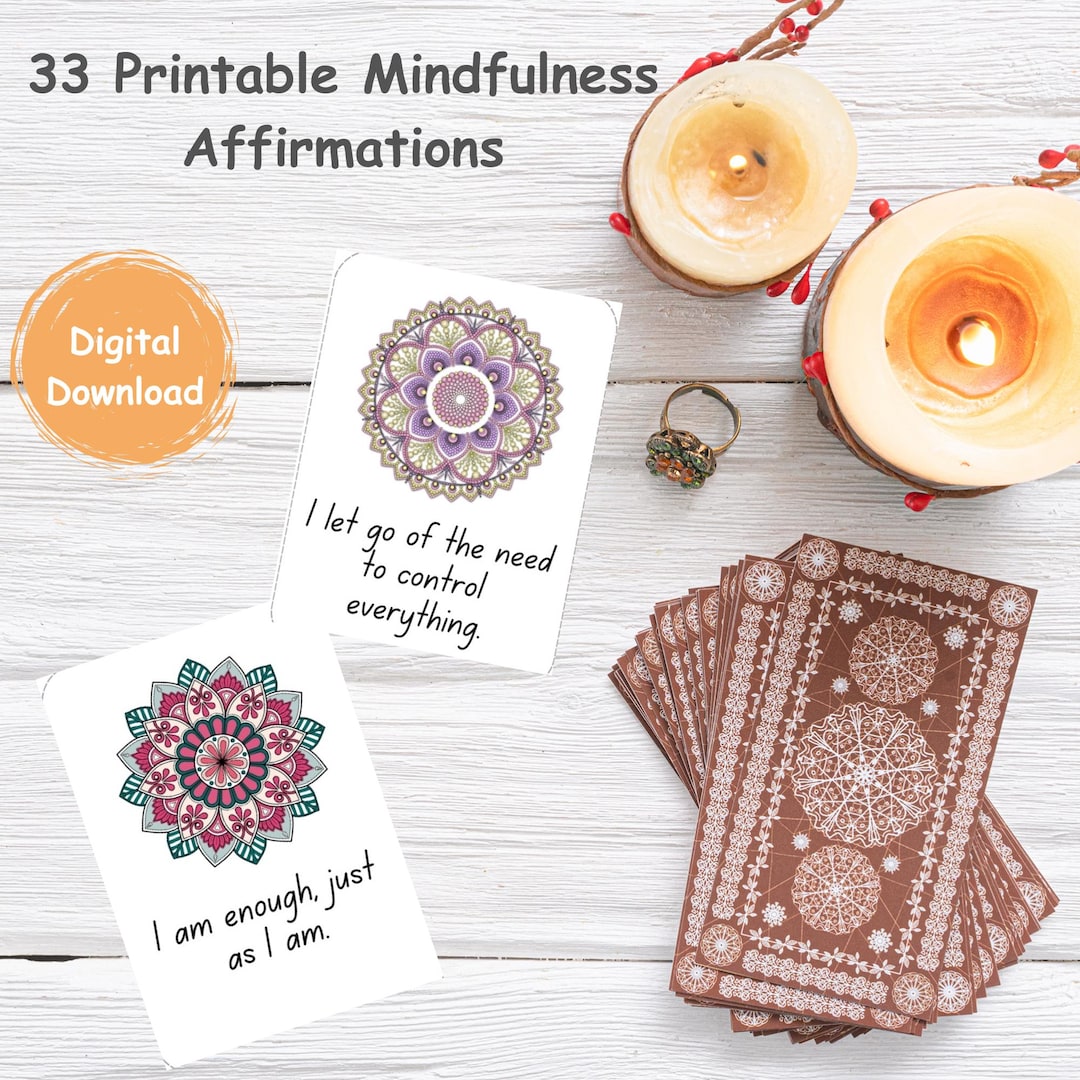 Mindfulness Affirmation Cards, Printable Mindfulness Affirmations ...