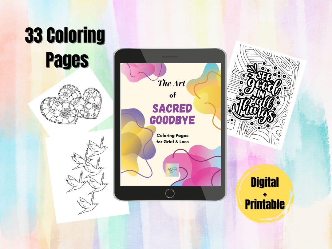 Grief Coloring Book: 33 Printable Art Therapy Pages (A4/US Letter PDF ...