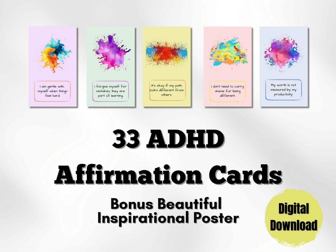 ADHD Affirmation Cards: Printable Coloring Pages (digital Download) - Etsy