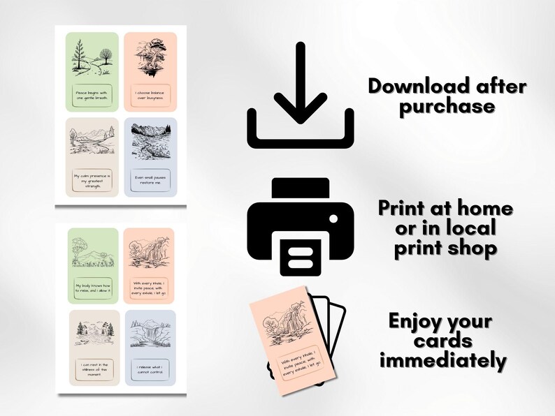 Mindfulness Affirmation Cards: Printable Daily Affirmations (PDF ...