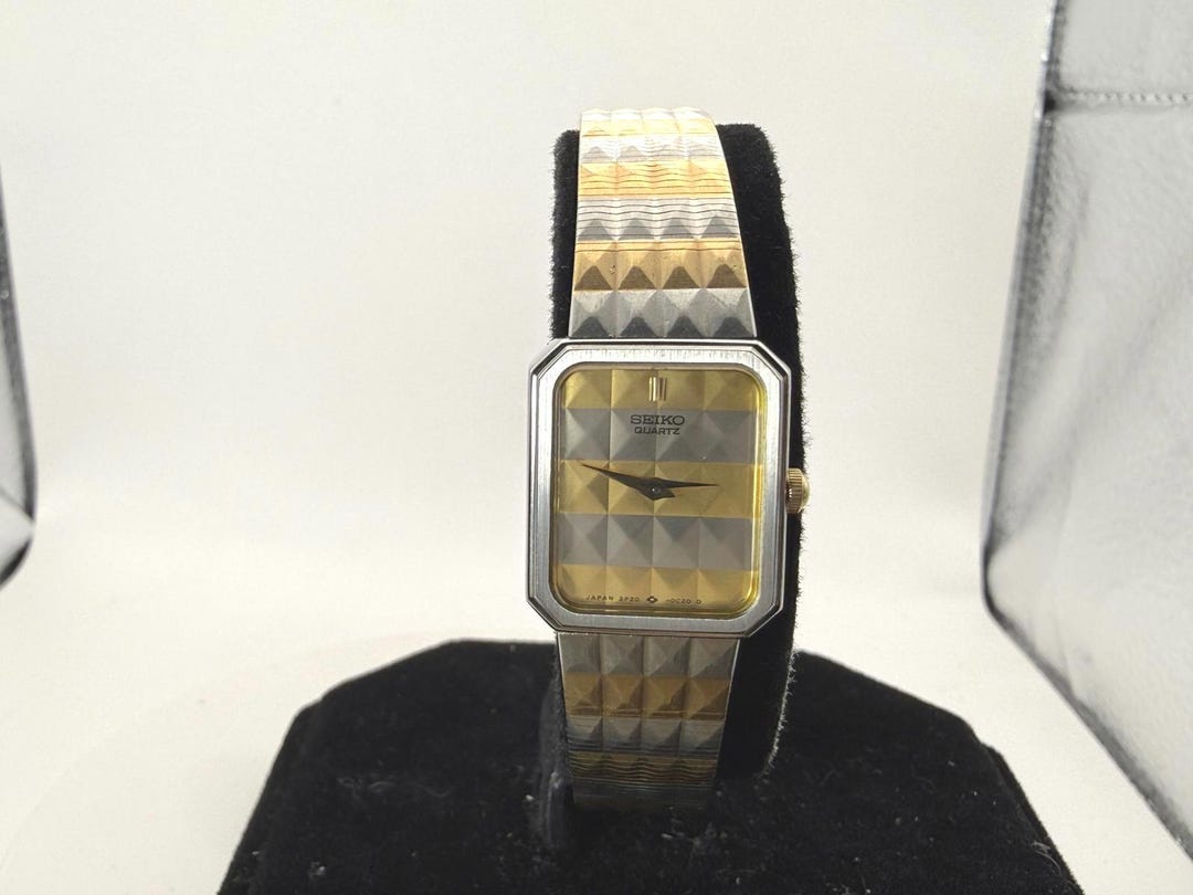 Vintage Seiko Quartz 2P20-5B80 Two Tone Faceted Dial Ladies 16mm Watch ...