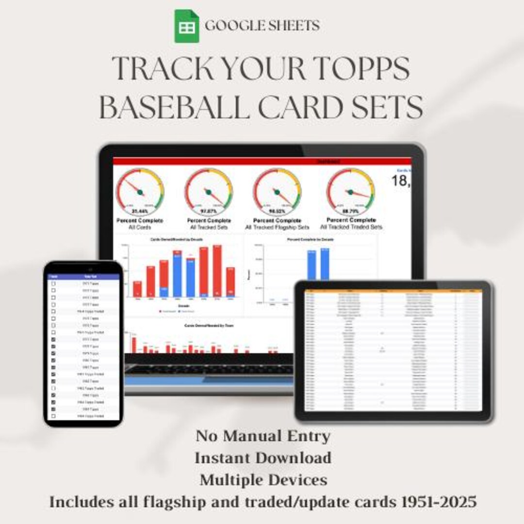 Topps Baseball Cards Set Tracker Template - Etsy