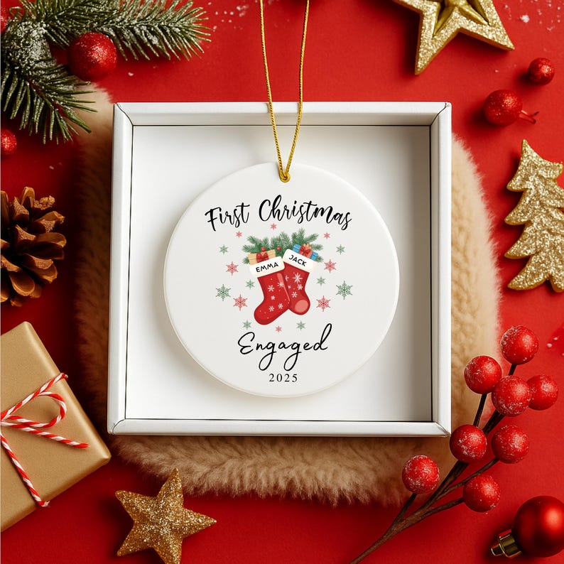 First Christmas Engaged Ornament, Engagement Gifts, 1st Christmas ...