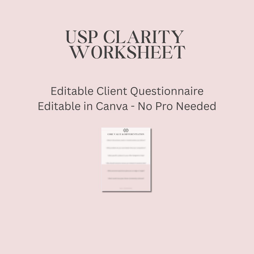 USP Clarity Worksheet | Editable Canva Template for Coaches ...