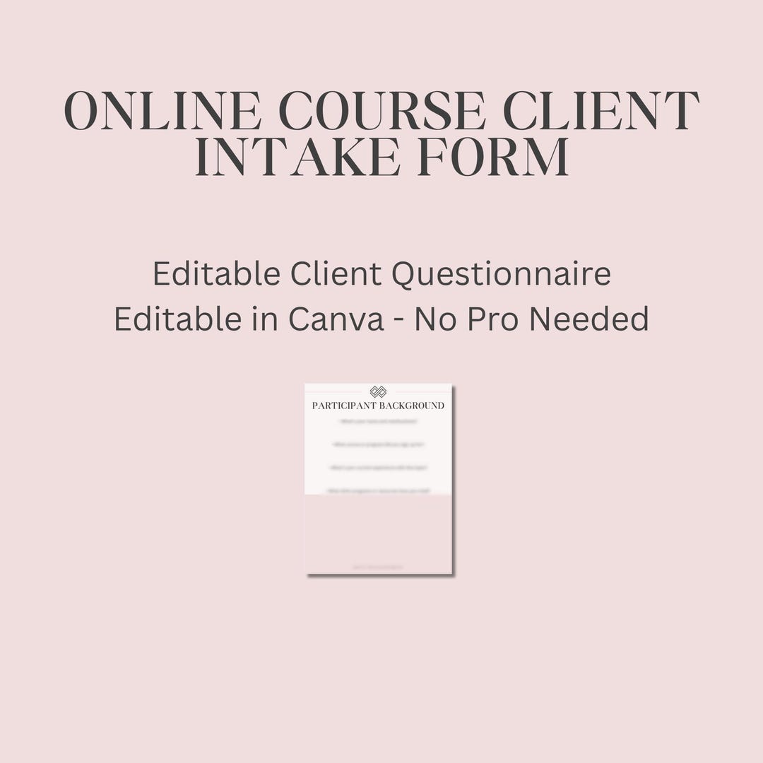 Online Course Client Intake Form | Editable Canva Template for Course ...