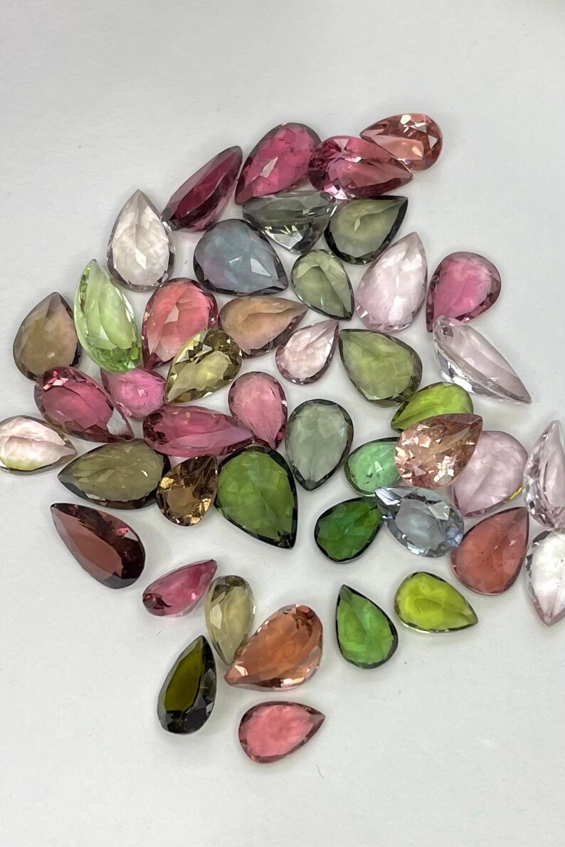 Multi Color Tourmaline Pear Cut Loose Gemstones – Faceted Jewelry ...