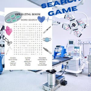 Printable Word Search Game, Operating Room Edition, Medical Word Puzzle ...
