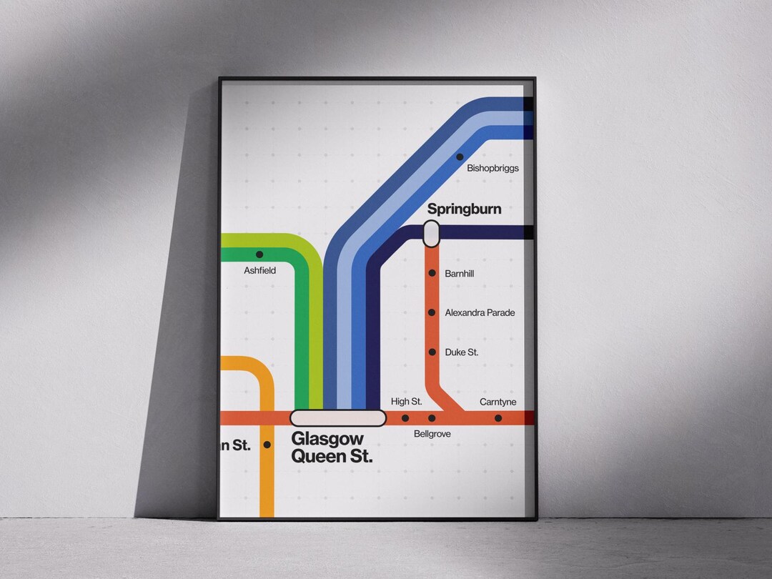 Glasgow Railway Map Print: North Clyde Line Minimalist Metro Art - Etsy