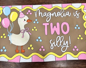 Custom Hand Painted Brown Paper Banner- One Silly Goose, Two Silly - Etsy