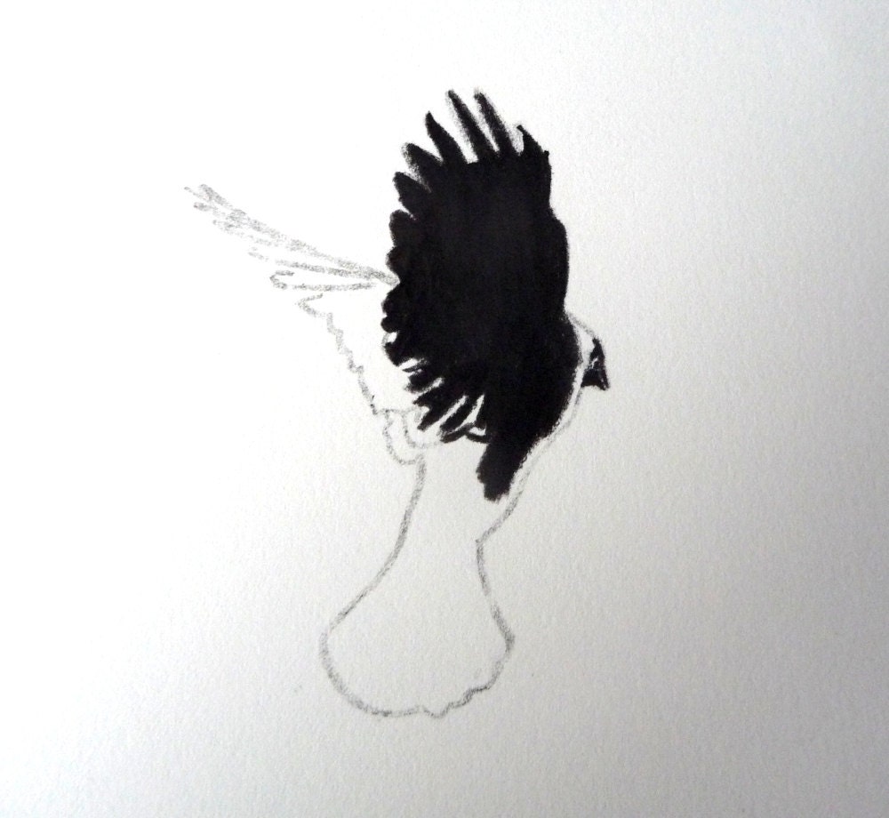 Jackdaw Original Charcoal Sketch, Crow Drawing, Original Art, Charcoal ...