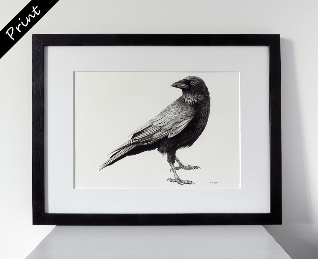 Gothic Crow Bird Print, Dark Academia Art, Framed Wildlife Decor ...