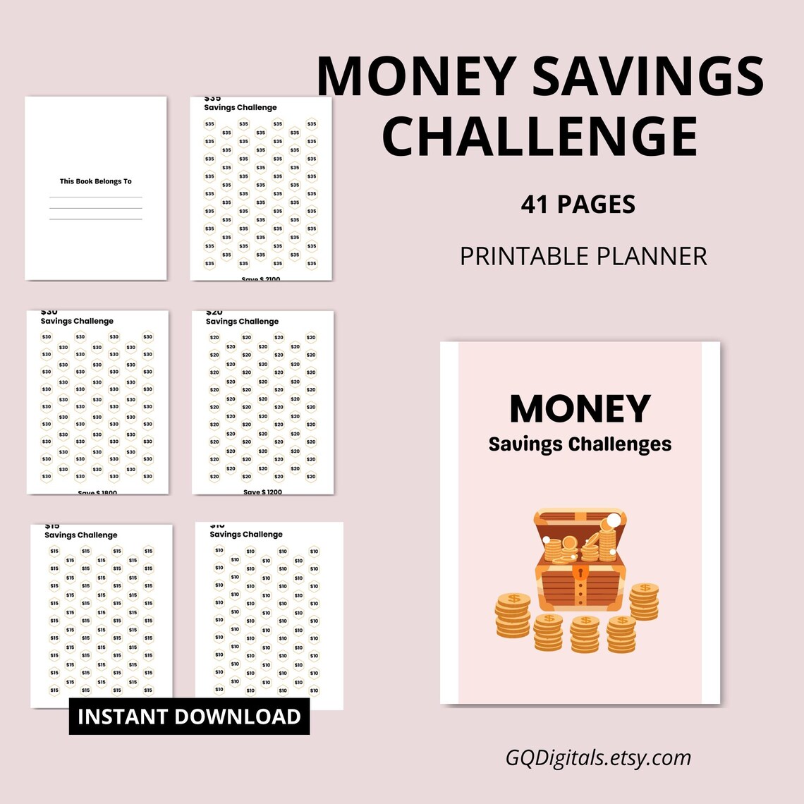 Printable Money Savings Challenge: Budget Planner, Trackers (PDF ...