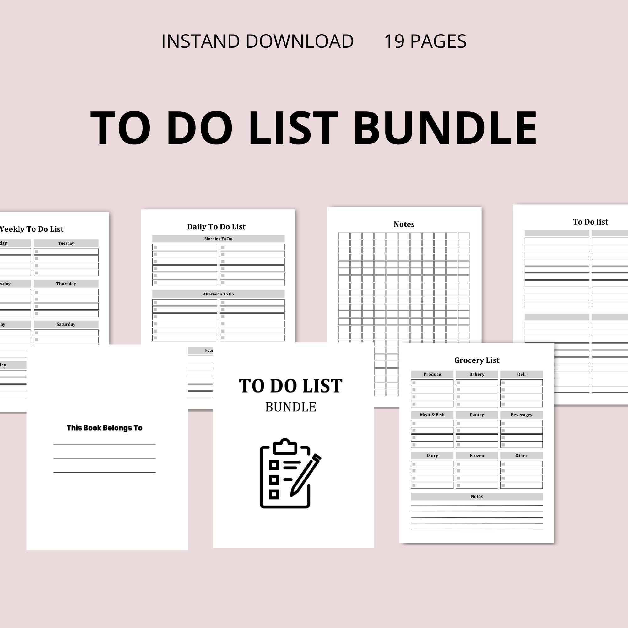 Printable To-do List Bundle: Daily & Weekly Planner (PDF Download) - Etsy