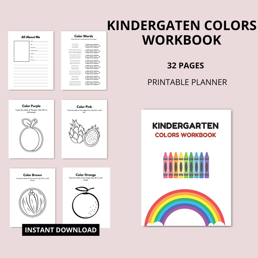 Preschool Color Activity Workbook: Learn Colors, Match & Trace (PDF ...