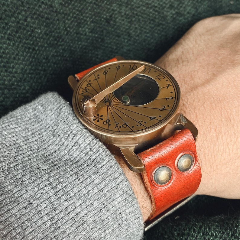 Handmade Steampunk Brass Wrist Compass & Sundial Watch Antique ...