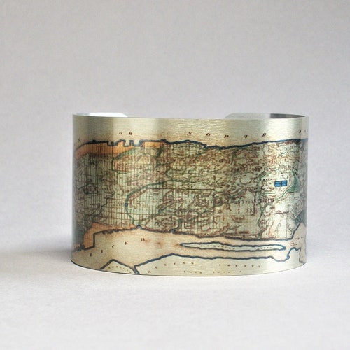 New York City Map Cuff Bracelet NYC Manhattan Unique Travel | Etsy