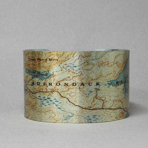 Adirondack State Park Map Cuff Bracelet New York Unique Gift | Etsy