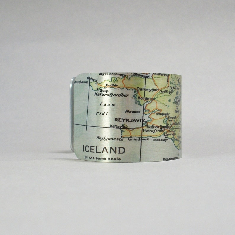 Iceland Map Cuff Bracelet: Reykjavik Travel Gift - Etsy