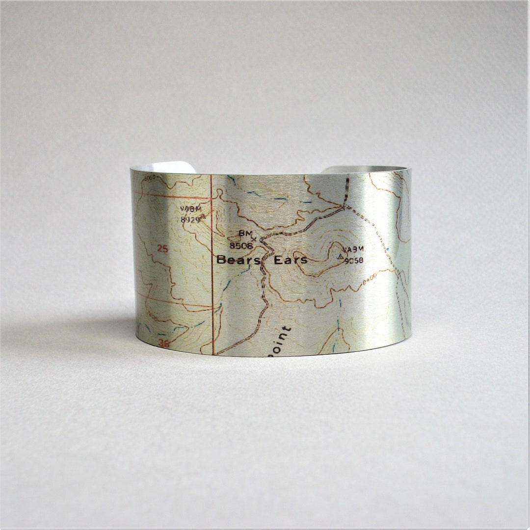 Bears Ears National Monument Utah Map Cuff Bracelet Gift for Hiker - Etsy