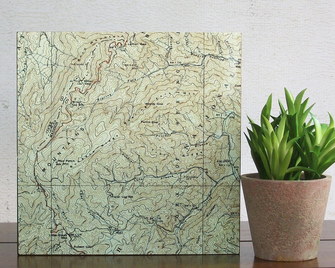 Appalachian Trail Map Block: Max Patch, NC - Vintage Style Hiker Gift ...