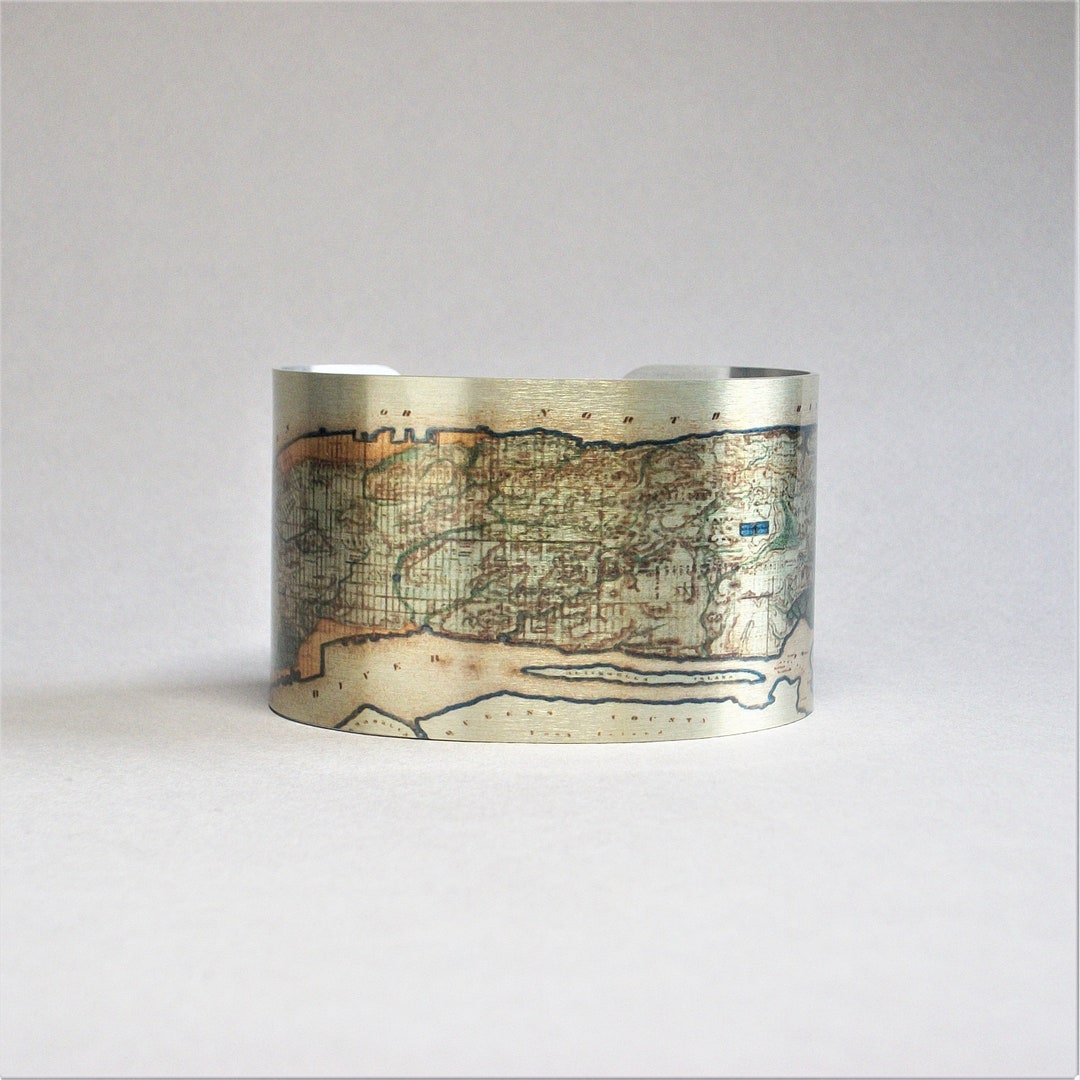 New York City Map Cuff Bracelet NYC Manhattan Unique Gift for Her - Etsy