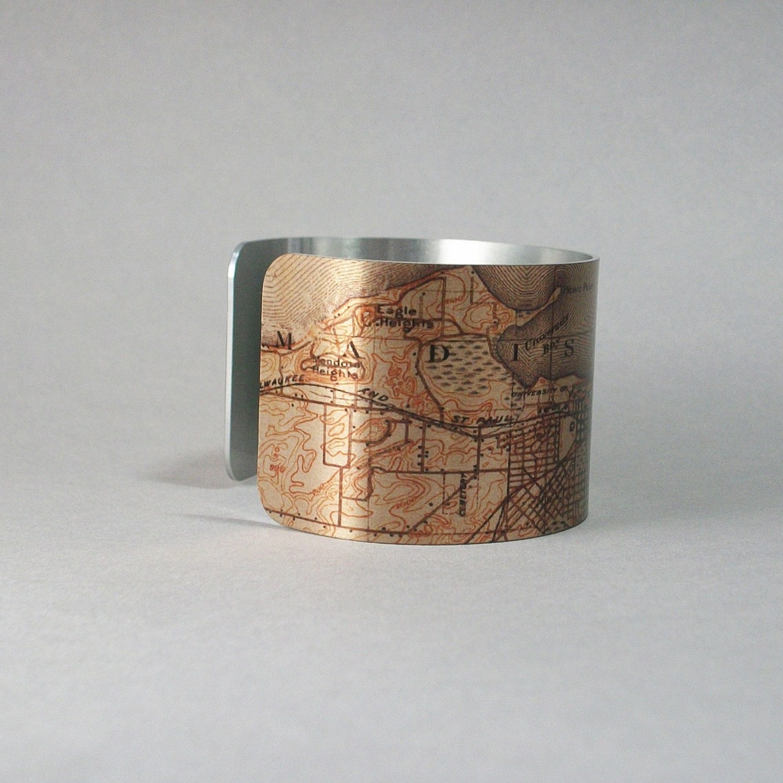 Madison Wisconsin Map Cuff Bracelet Unique Gift Idea for Men | Etsy