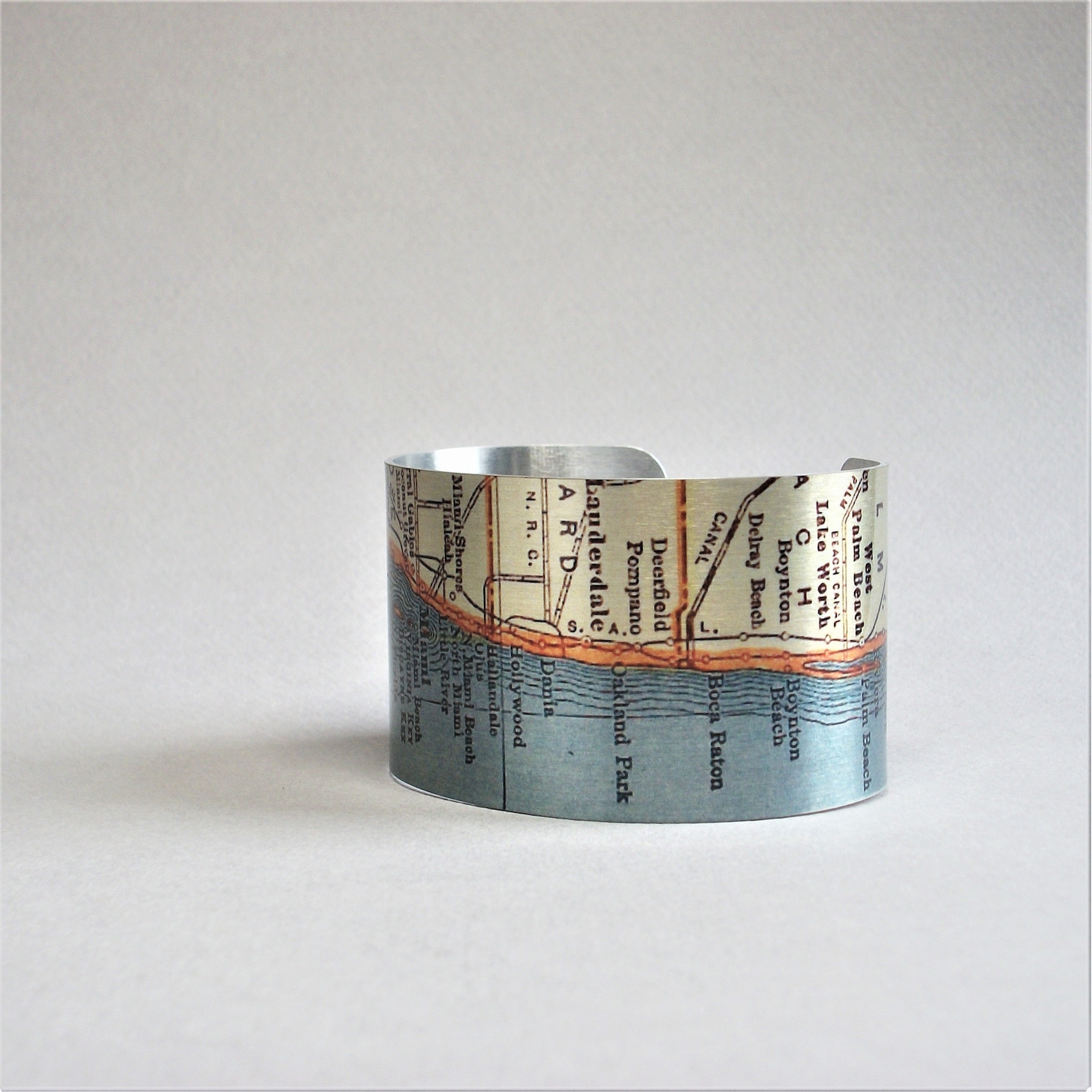 Florida Coast Map Cuff Bracelet: Jupiter to Miami, Vintage Style - Etsy
