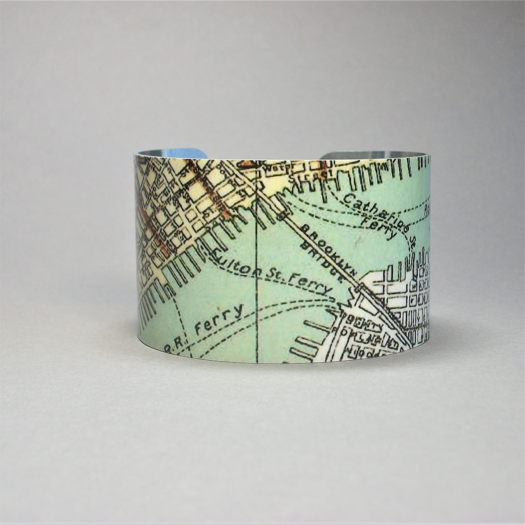 Brooklyn Bridge Map New York City NYC Manhattan Cuff Bracelet Unique ...