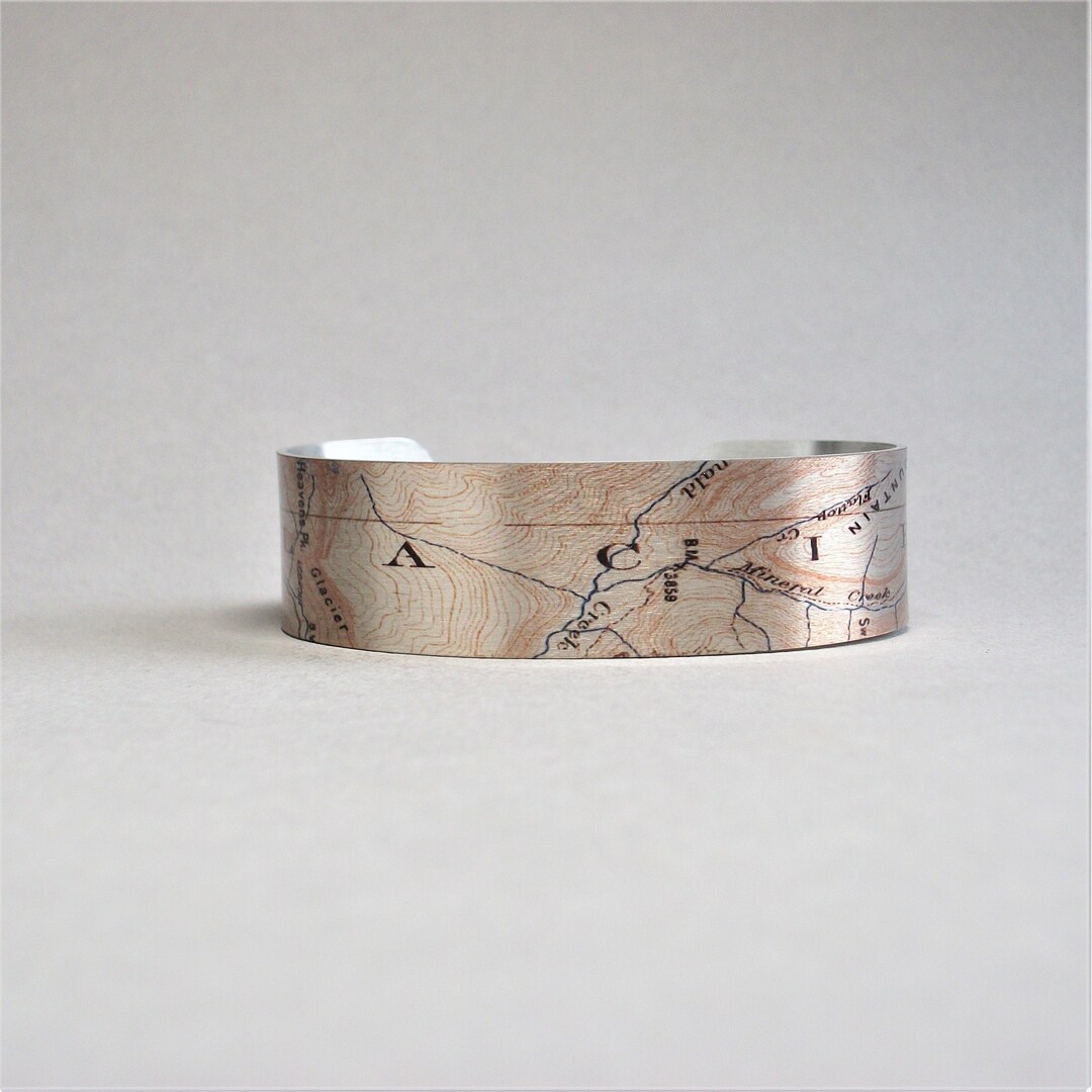 Glacier National Park Map Bracelet, Vintage Style Jewelry - Etsy