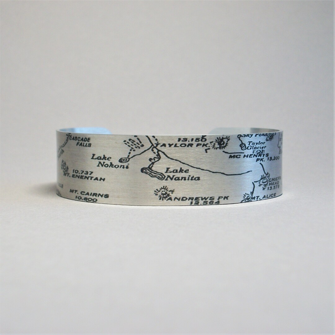 Rocky Mountain National Park Colorado Map Cuff Bracelet Unique Gift for ...