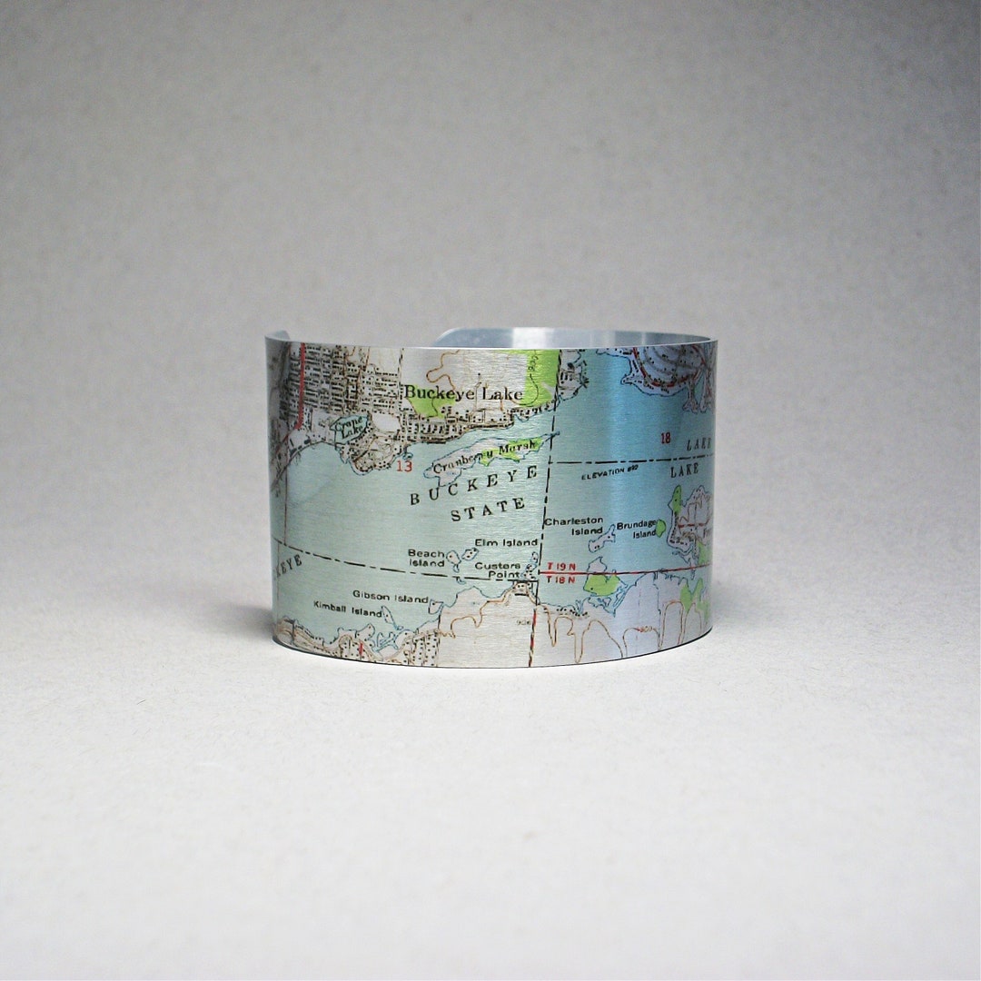 Buckeye Lake Ohio Map Bracelet: Travel Keepsake - Etsy