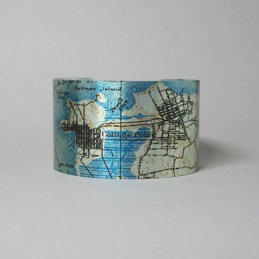 Queens New York College Point Whitestone Flushing Map Cuff Bracelet ...