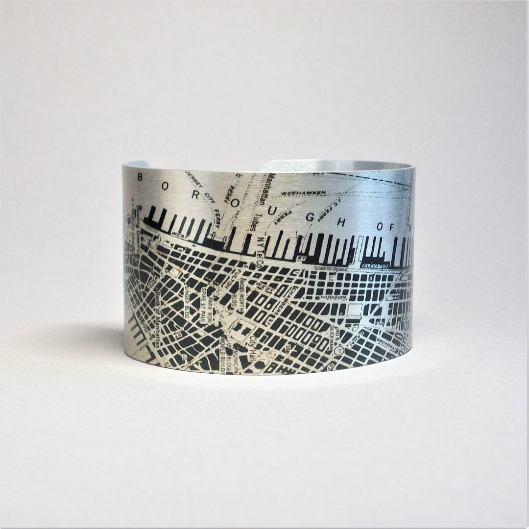 NYC Map Bracelet: Vintage Manhattan West Side Aluminum Cuff - Etsy