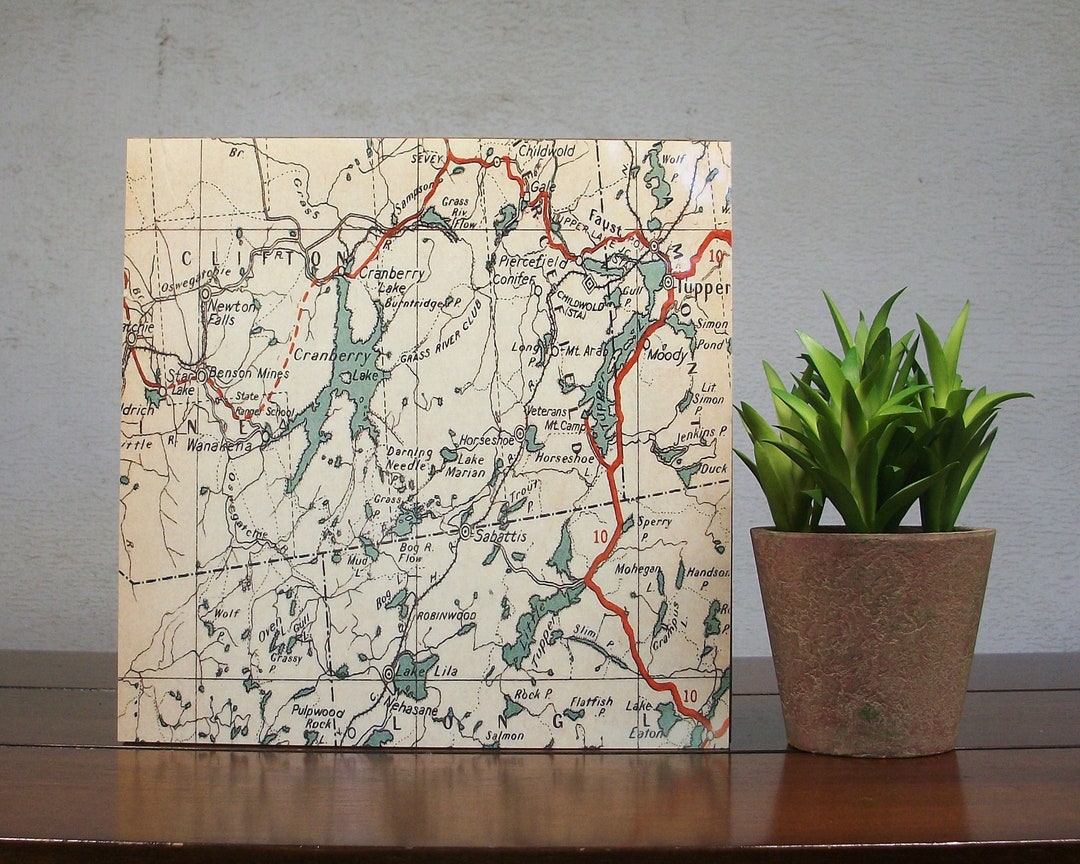 Adirondacks New York Map Cranberry Lake Tupper Lake Newton Falls ...