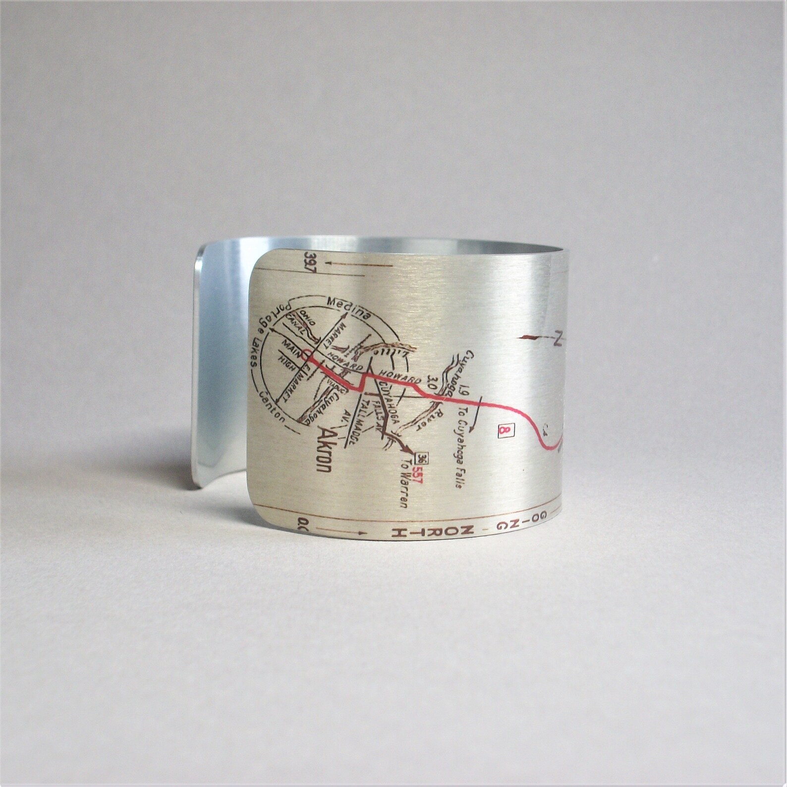 Cleveland to Akron Ohio Map Cuff Bracelet Unique Gift for Men | Etsy