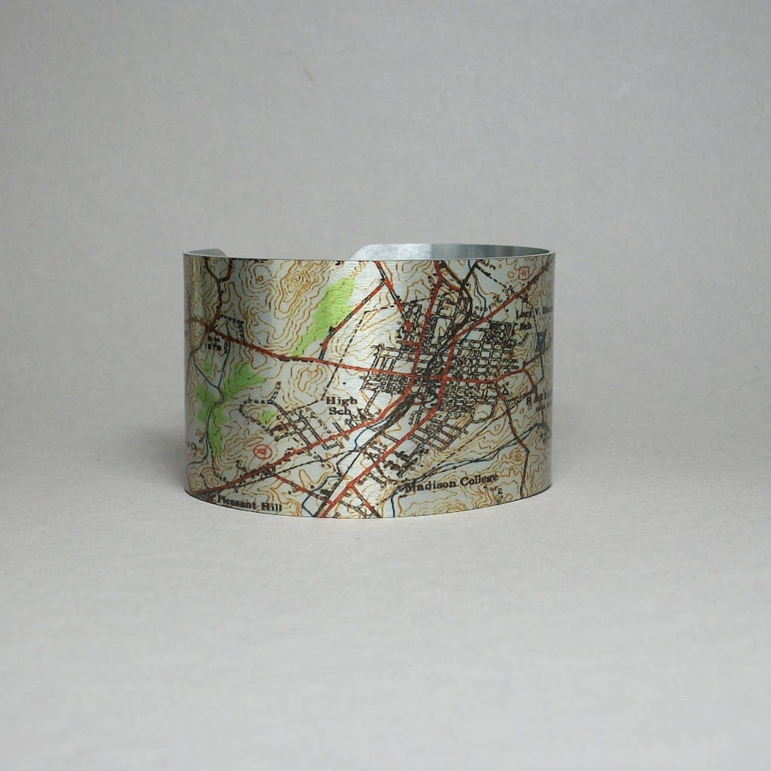 Harrisonburg Virginia Map Cuff Bracelet Unique Graduation Gift for Men ...