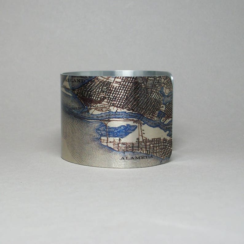 San Francisco Bay Oakland Alameda Cuff Bracelet Map California | Etsy