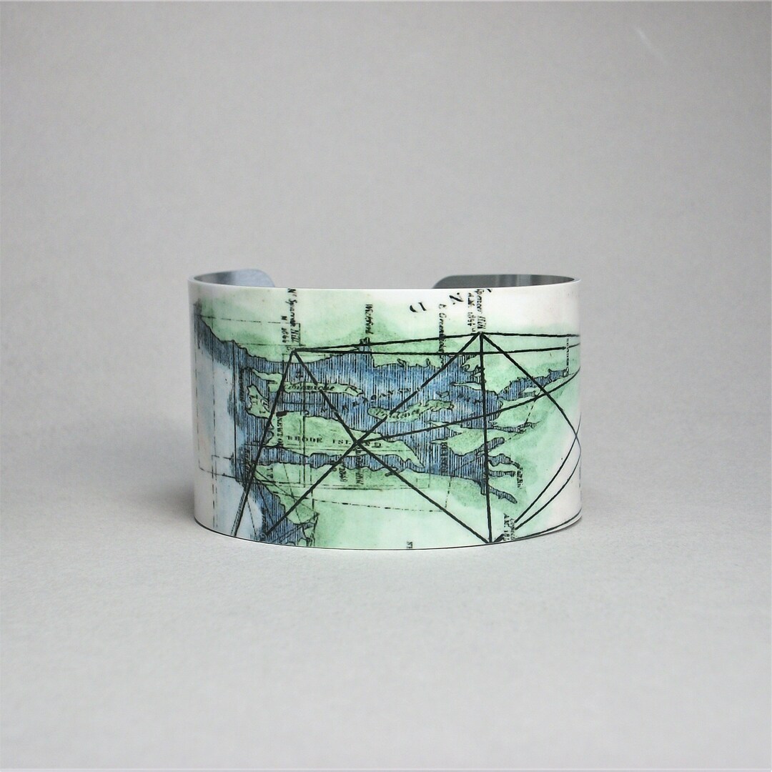 Rhode Island Map Cuff Bracelet Unique Gift - Etsy