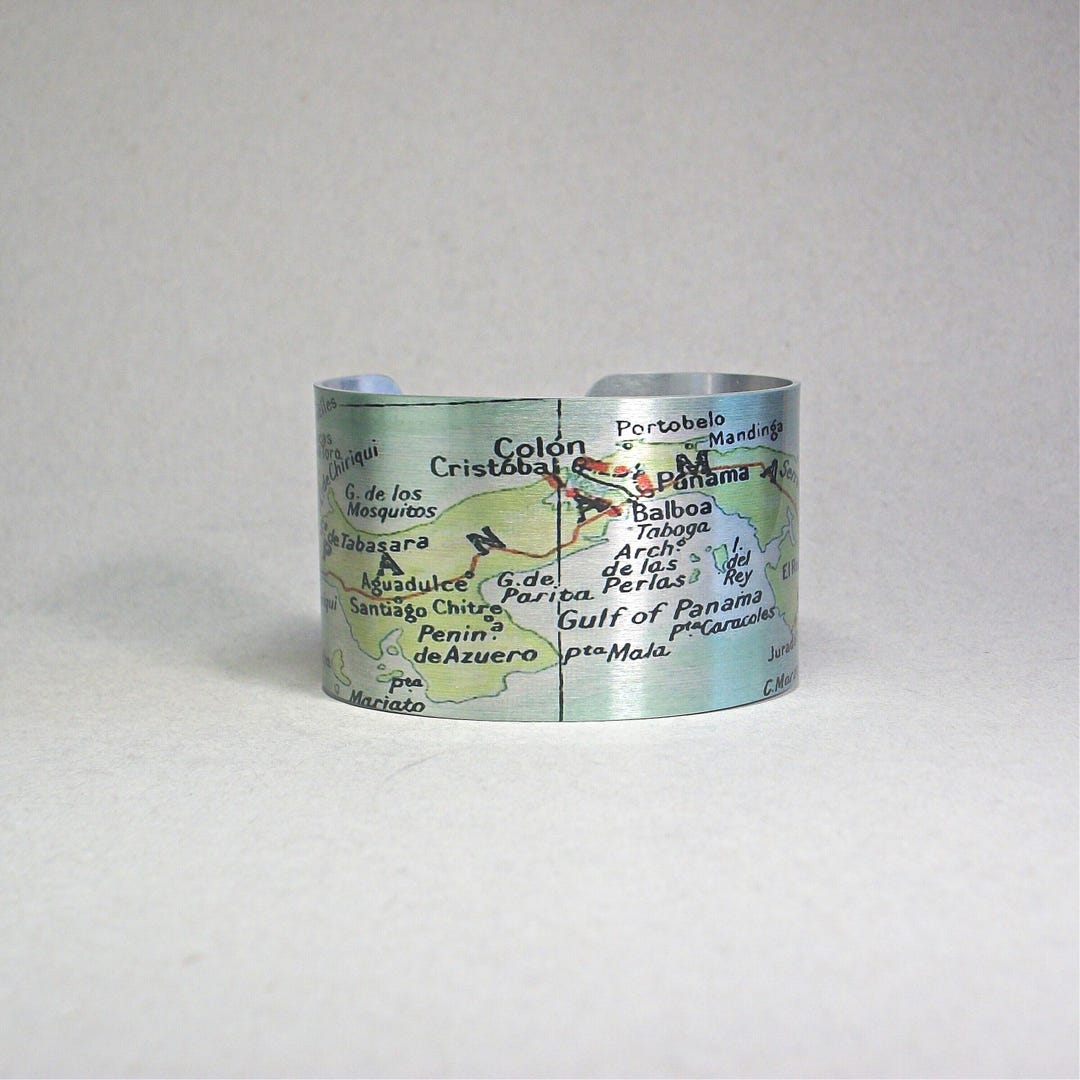 Panama Cuff Bracelet Map Unique Traveler Gift - Etsy