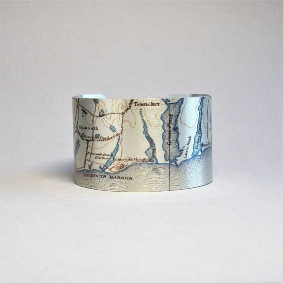 Falmouth Cape Cod Massachusetts Map Cuff Bracelet Unique - Etsy