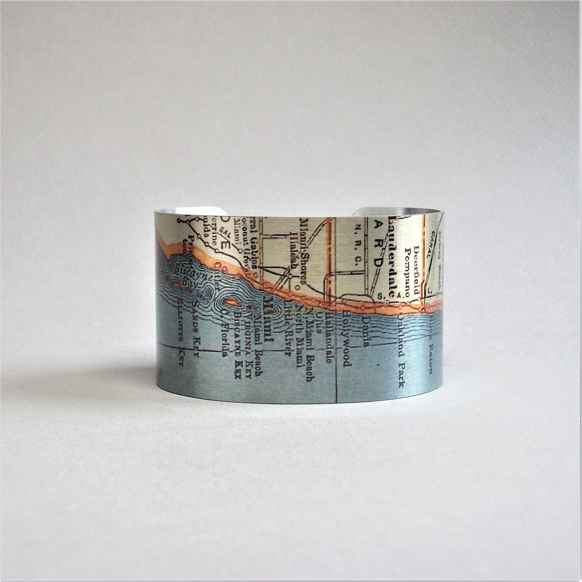Florida Coast Map Cuff Bracelet: Jupiter to Miami, Vintage Style - Etsy