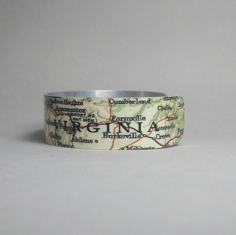 Virginia Cuff Bracelet Map Unique Gift for Men or Women | Etsy