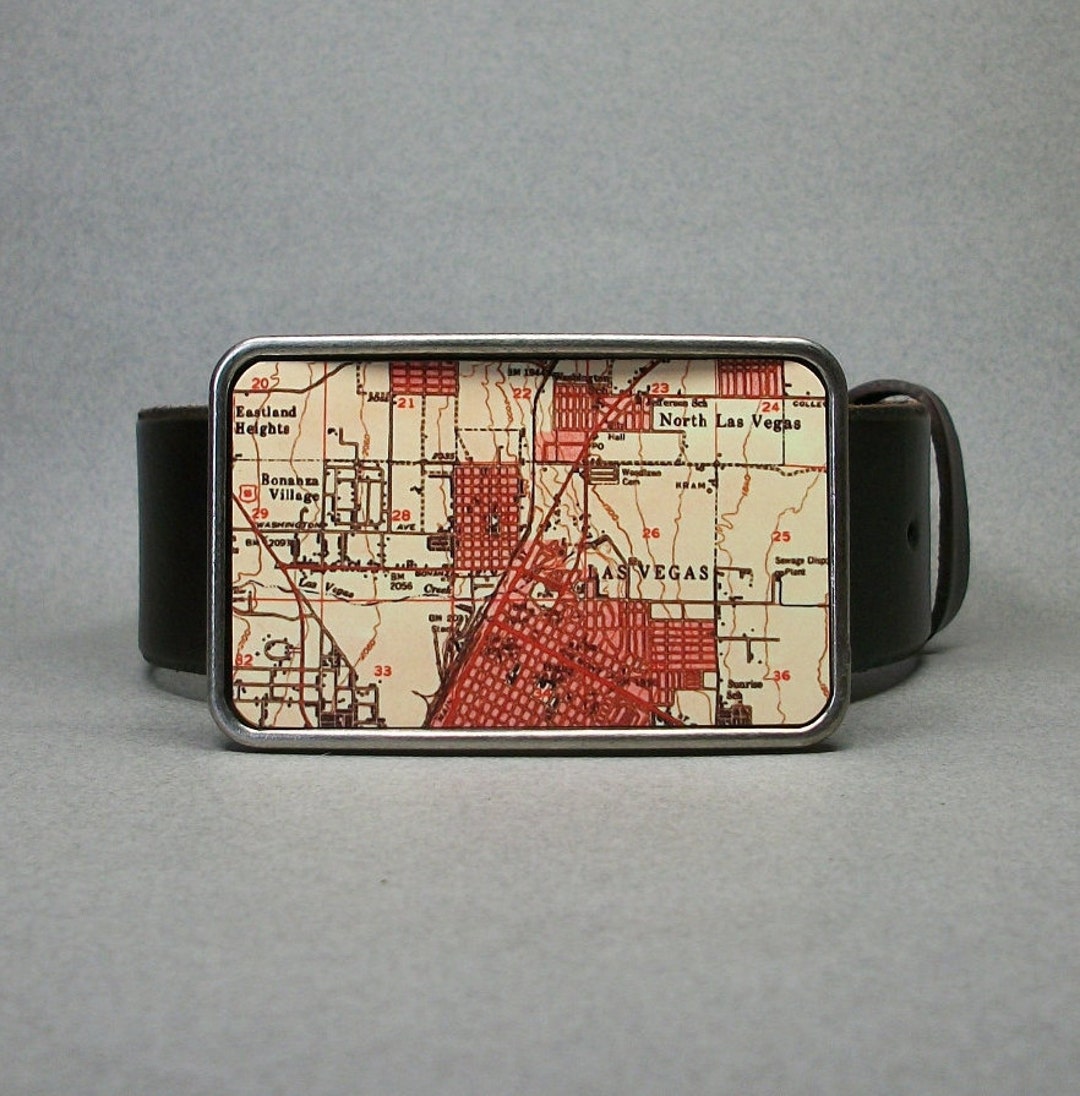 Belt Buckle Las Vegas Vintage Map Nevada Unique Gift for Men or Women ...