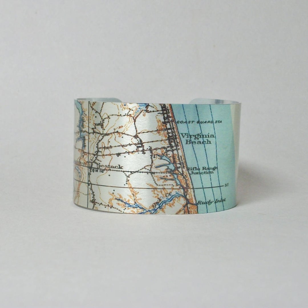 Virginia Beach Map Cuff Bracelet Unique Gift for Men or Women - Etsy